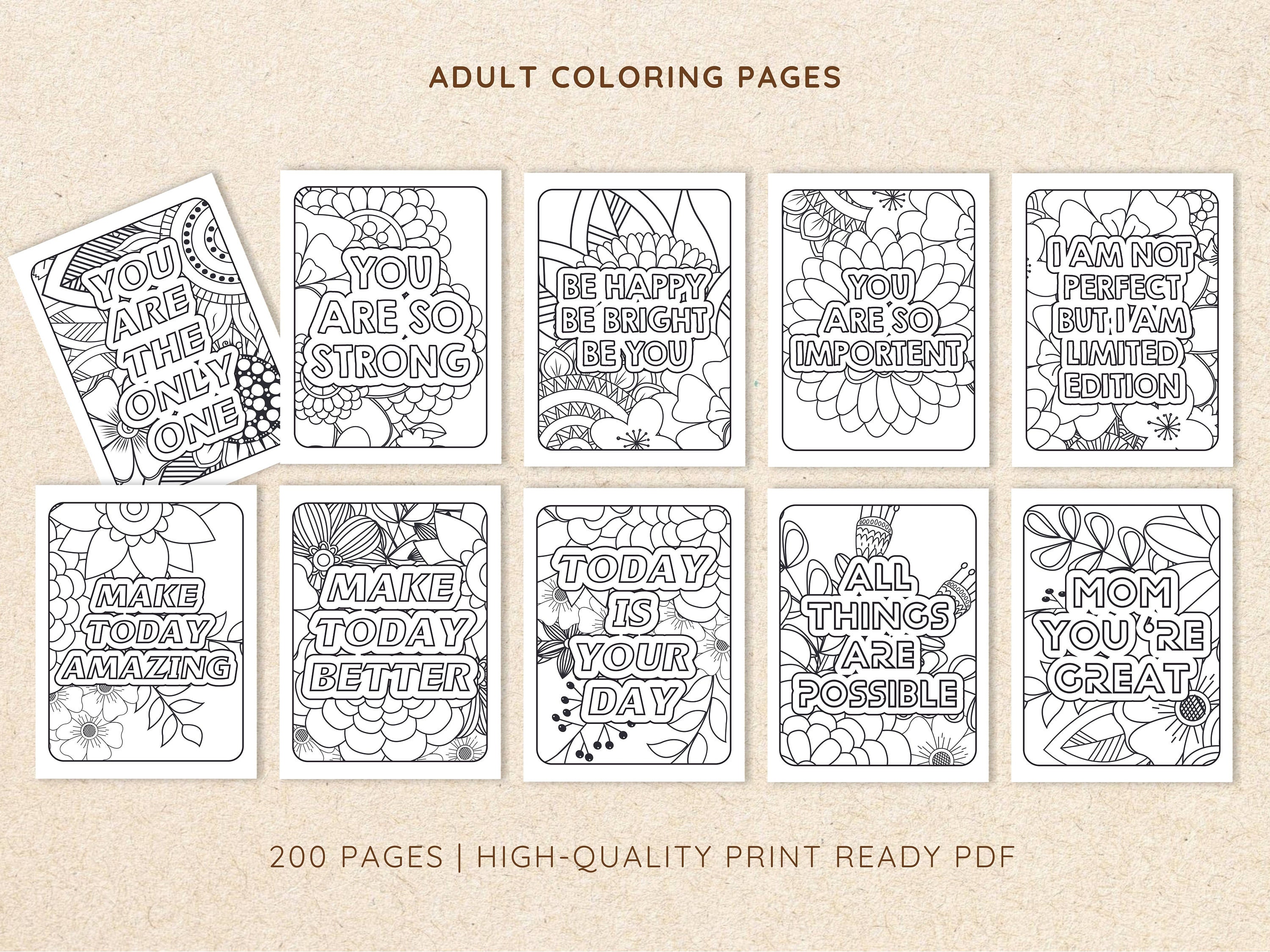 Printable Inspirational Quotes Coloring Book: Stress Relief ...