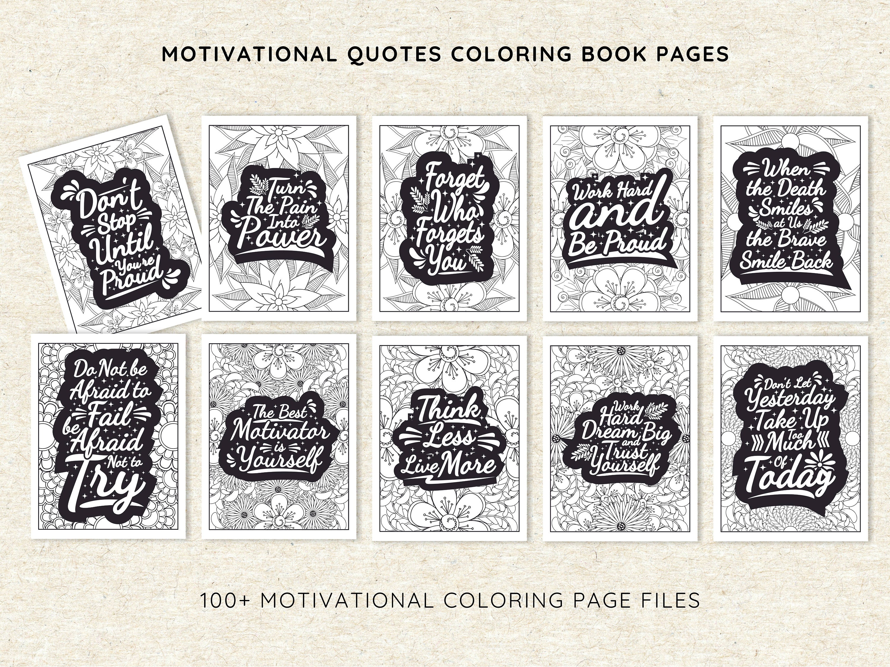Printable Motivational Quotes Coloring Book: 100+ Pages (PDF) - Etsy