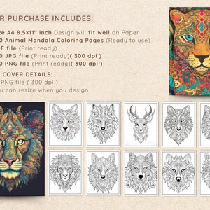 Animal Mandala Coloring Book: 100 Grayscale Pages (digital Download) - Etsy