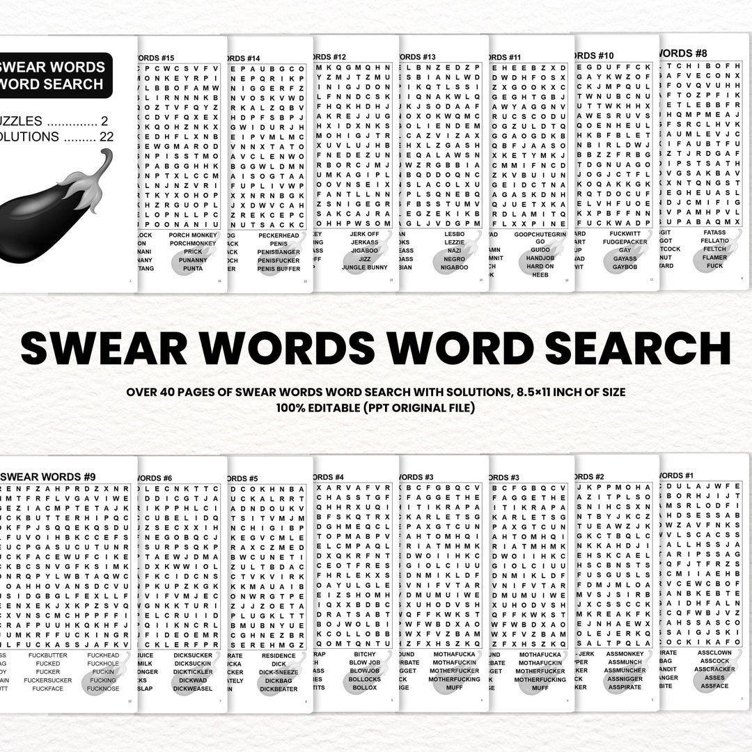 Swear Words Search Puzzle, Word Puzzles, Printable Puzzle Game, Funny ...
