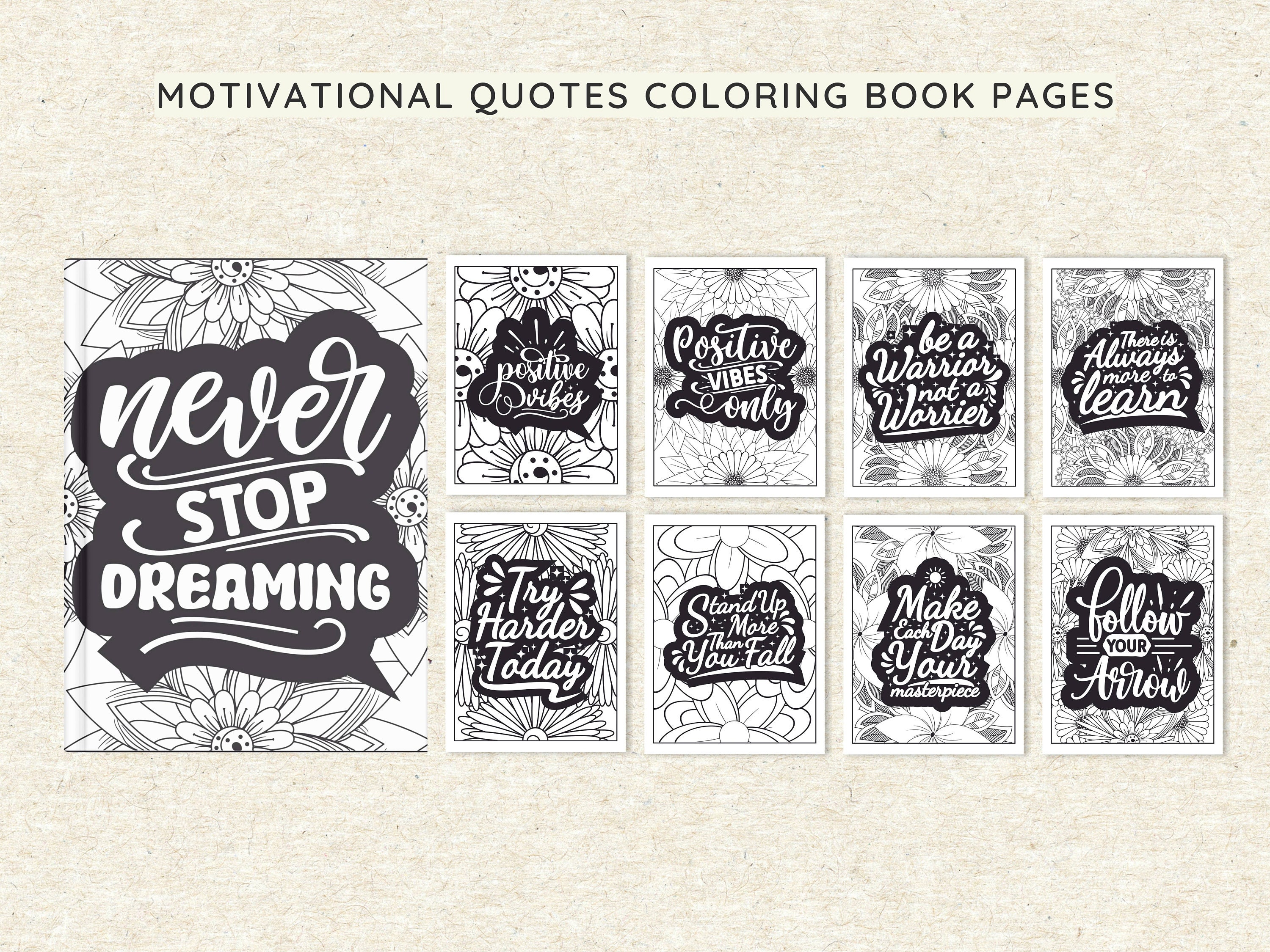 Printable Motivational Quotes Coloring Book: 100+ Pages (PDF) - Etsy