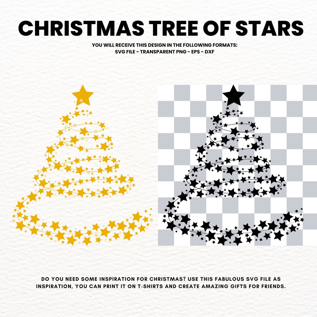 Christmas Tree of Stars Svg, Christmas Tree of Stars Png, Sublimation ...