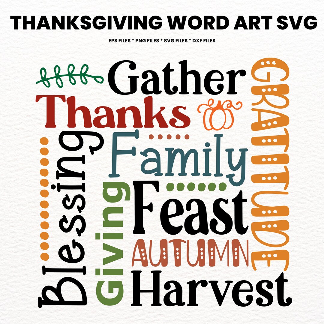 Thanksgiving SVG Bundle: Fall Harvest Word Art (digital Download - Etsy