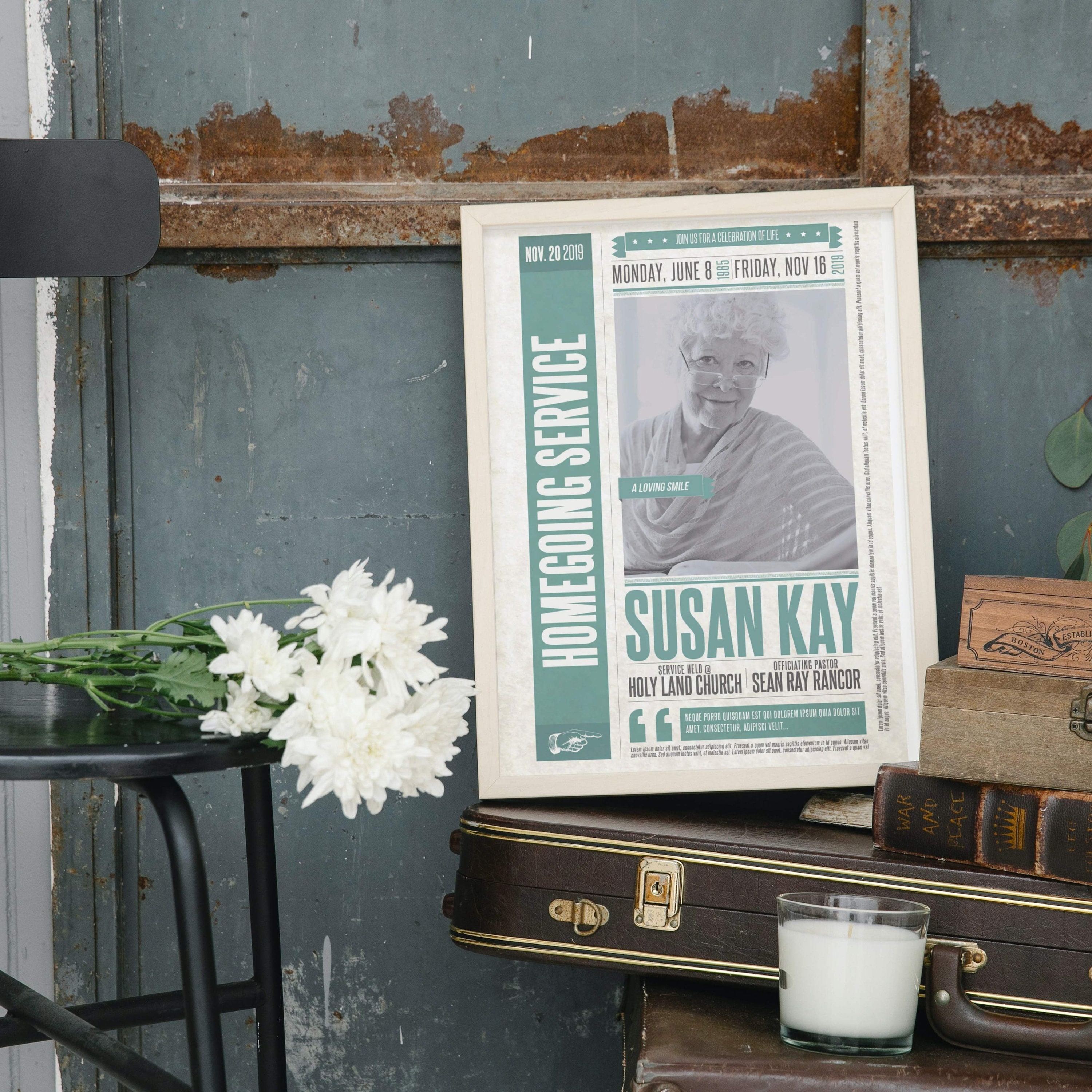 Newspaper Style Funeral Program Template Memorial & Obituary Design ...