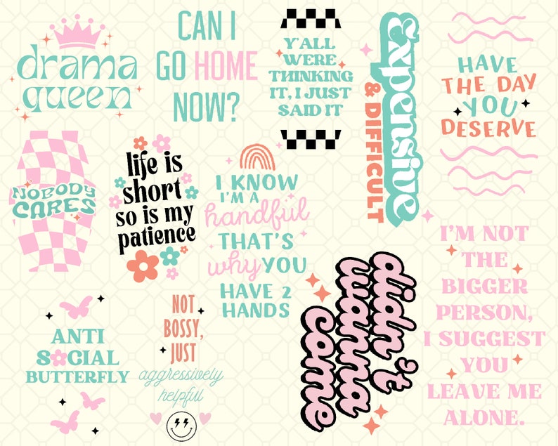 Sarcastic Motel Keychain SVG Bundle: Retro Sassy Designs (digital ...