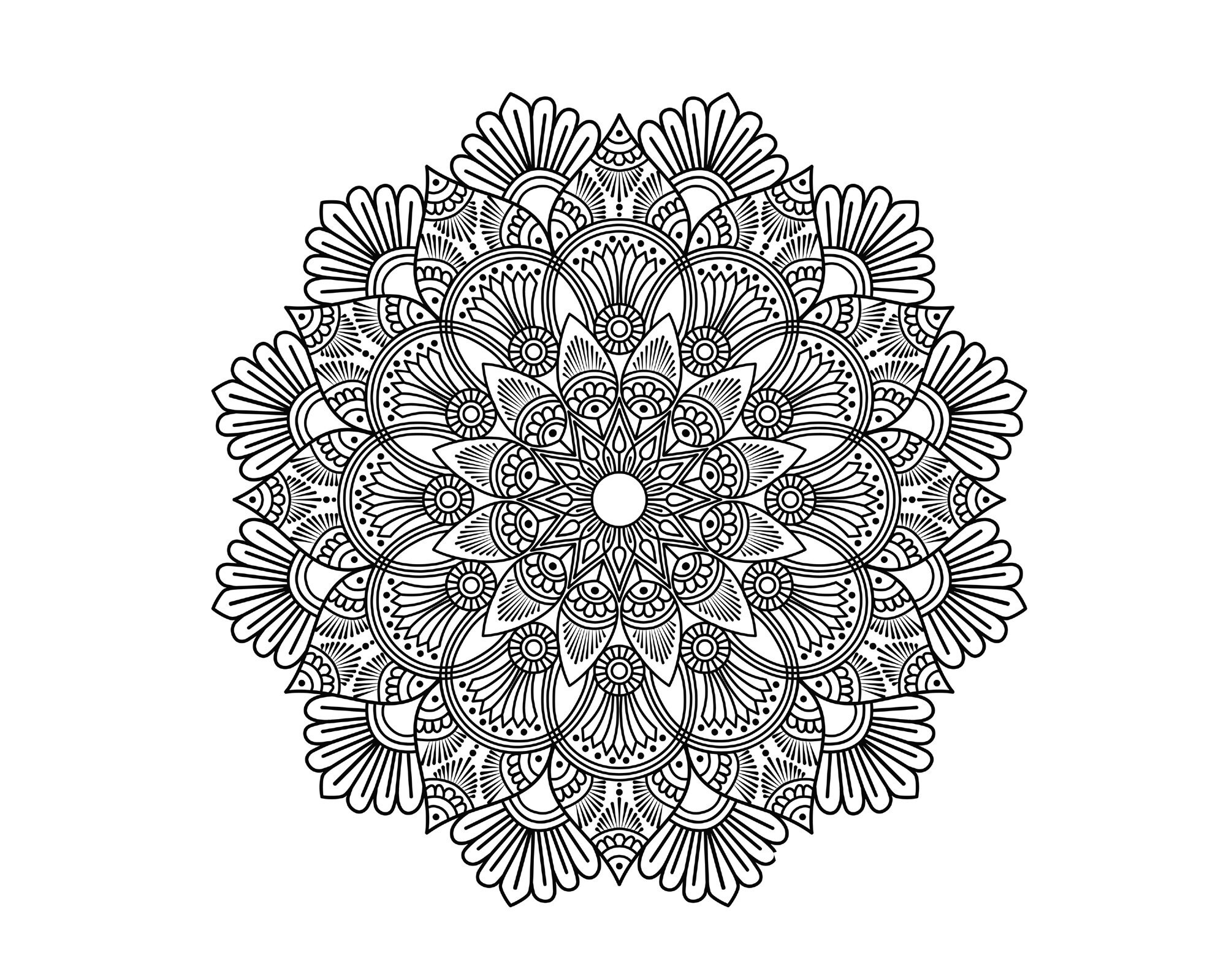 50+ Pages Adult Mandala Coloring Book: Instant Download PDF for Stress ...