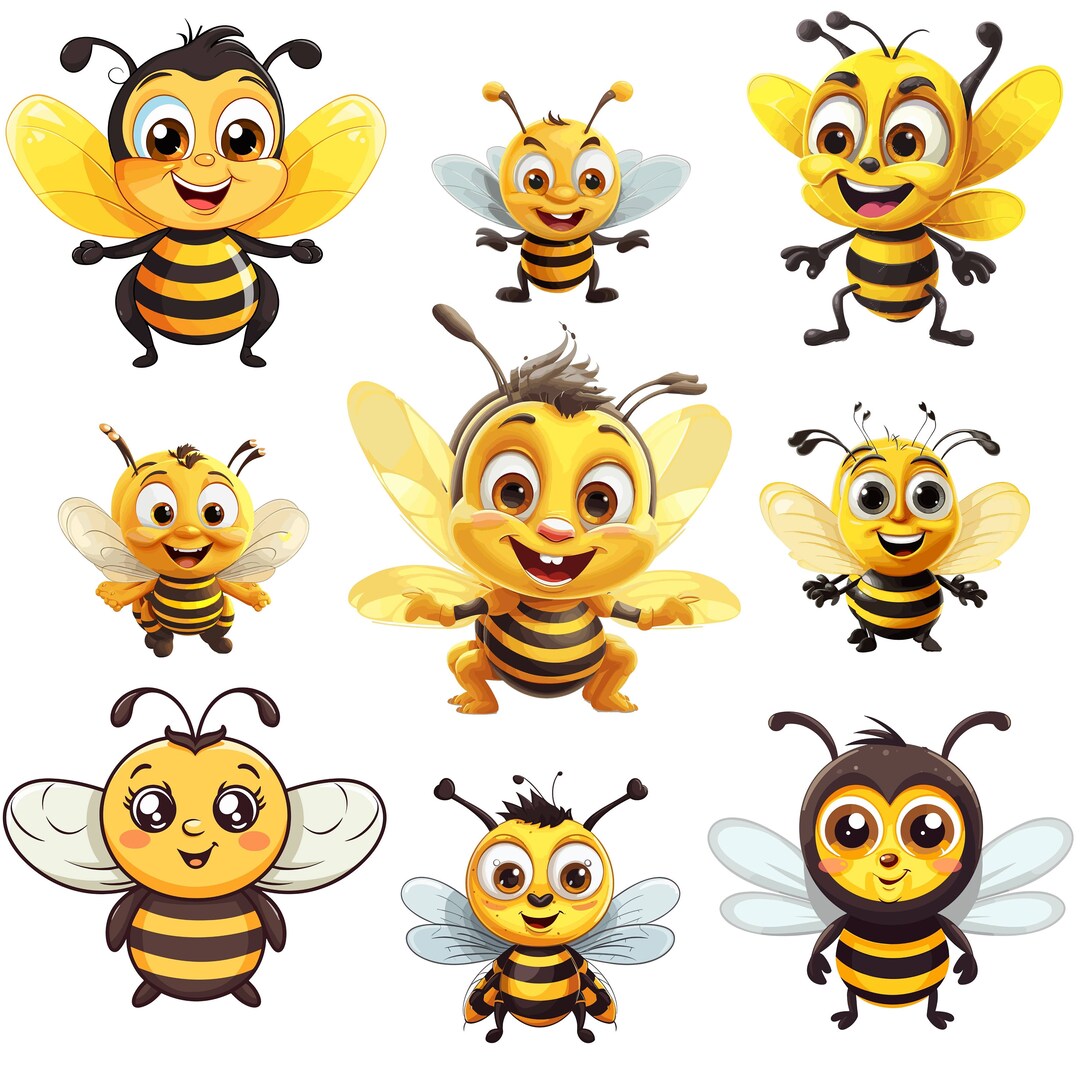 Cute Bee Clipart Bundle, Bee Png, Bee Clipart, Cute Bee Png ...