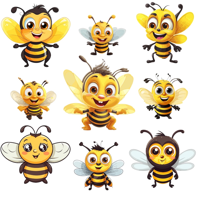 Cute Bee Clipart Bundle, Bee Png, Bee Clipart, Cute Bee Png ...