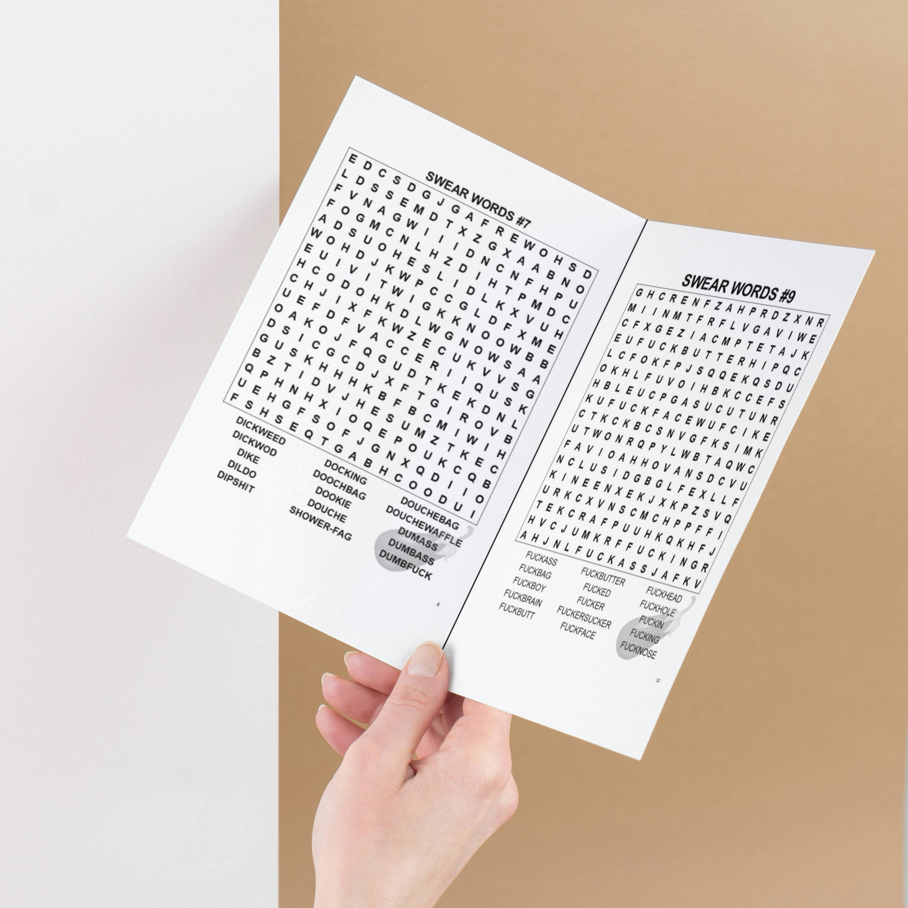 Swear Words Search Puzzle, Word Puzzles, Printable Puzzle Game, Funny ...