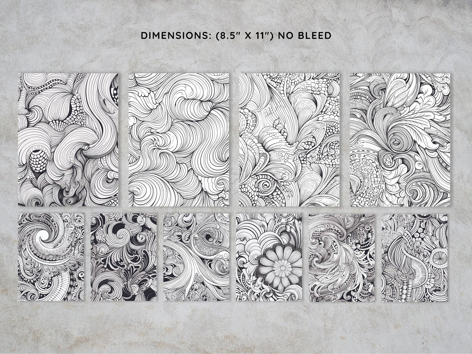 Printable Complex Abstract Patterns Coloring Book Grayscale Floral ...