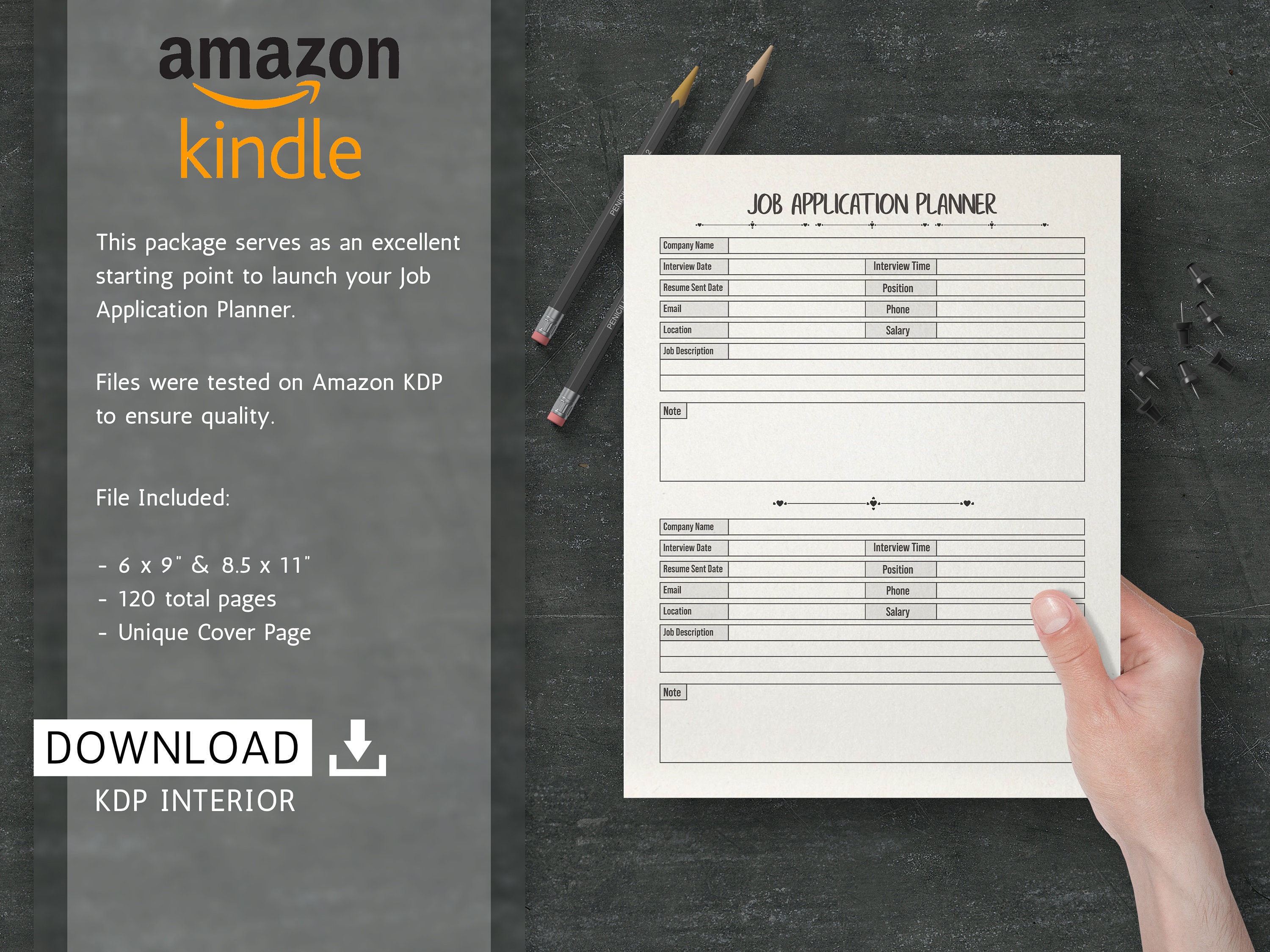 Printable Job Application Planner Log Book KDP, Digital Job Search ...