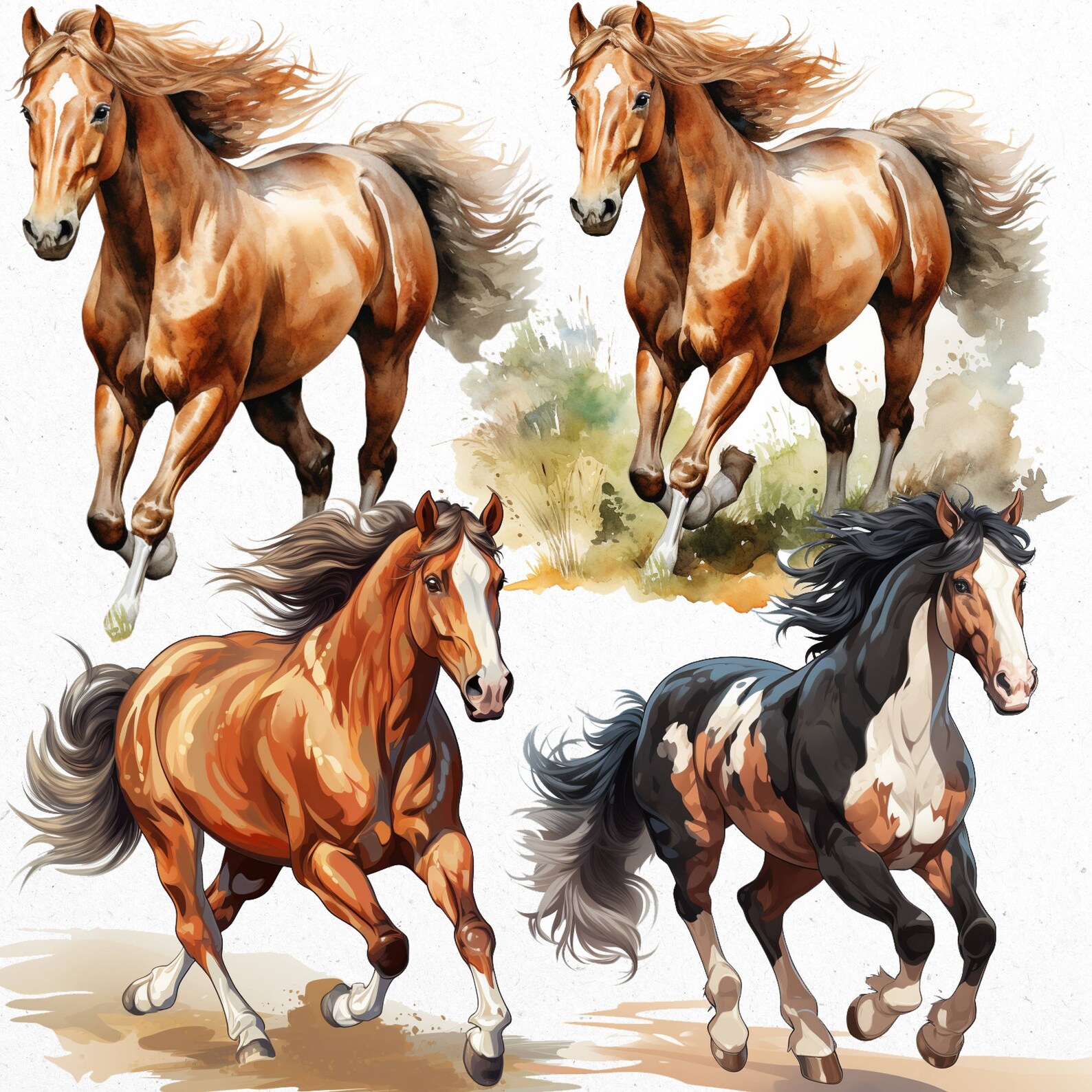 Watercolor Horse Clipart Bundle, Watercolor Horse Clipart, Horse ...