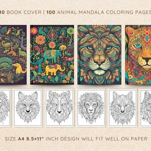 Animal Mandala Coloring Book: 100 Grayscale Pages (digital Download) - Etsy