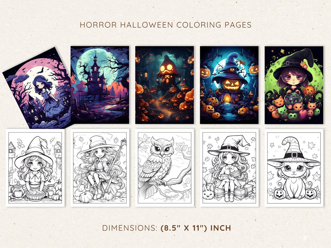 Printable Halloween Coloring Book for Adults & Kids: 80 Pages of Witch ...