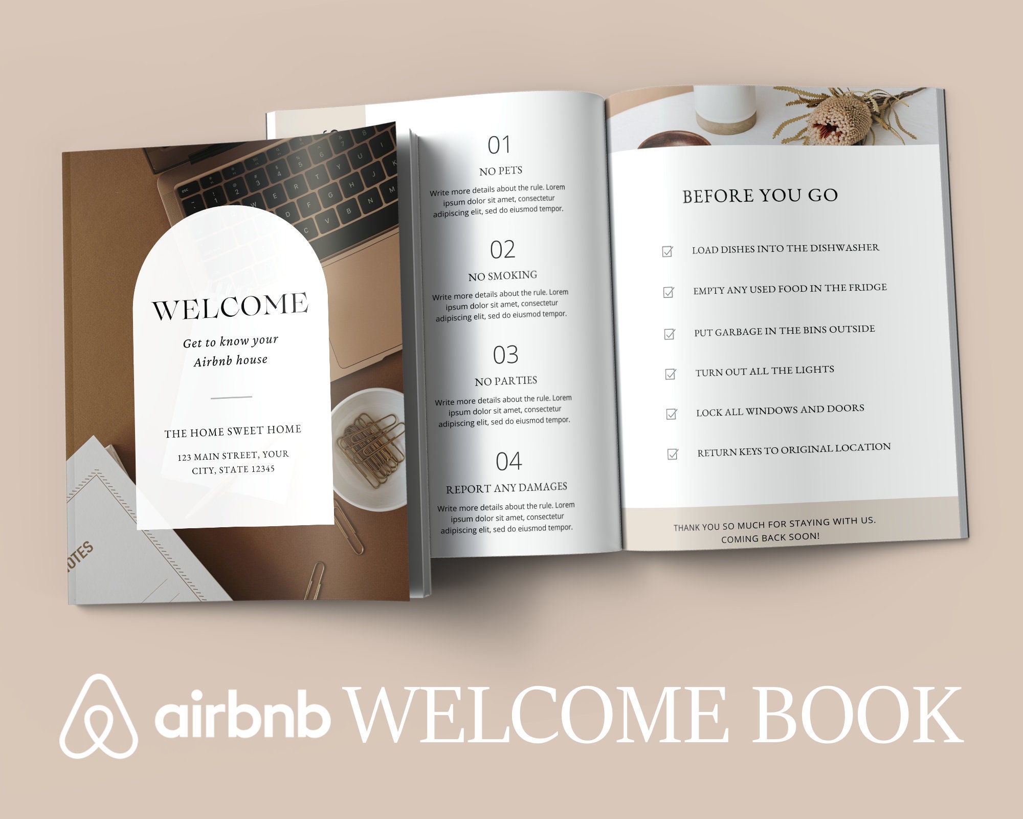 Editable Airbnb Welcome Book Template: Canva Vacation Rental Guide ...