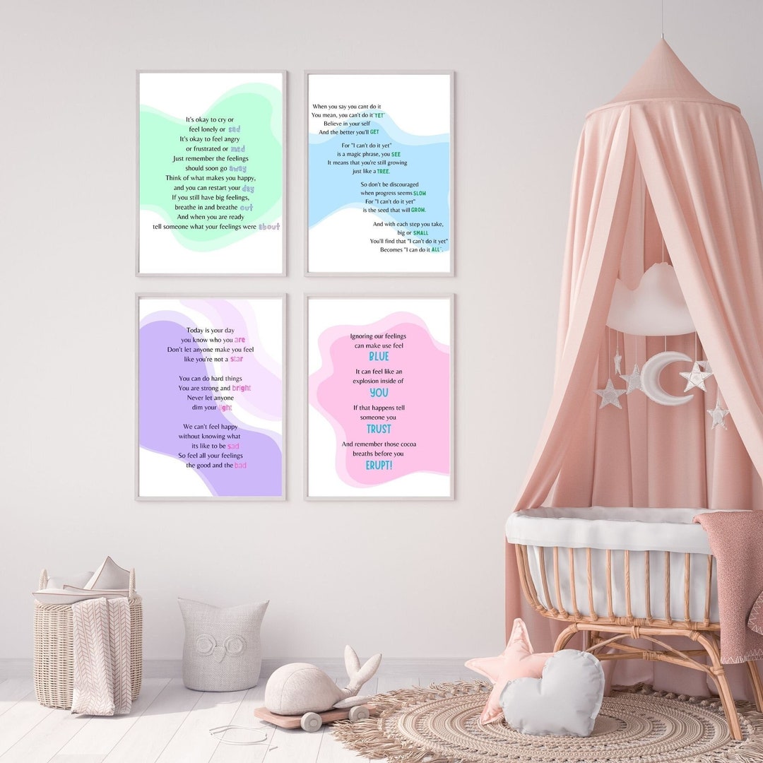 Social Emotional Children's Poems Wall Art Big Feelings Growth Mindset ...