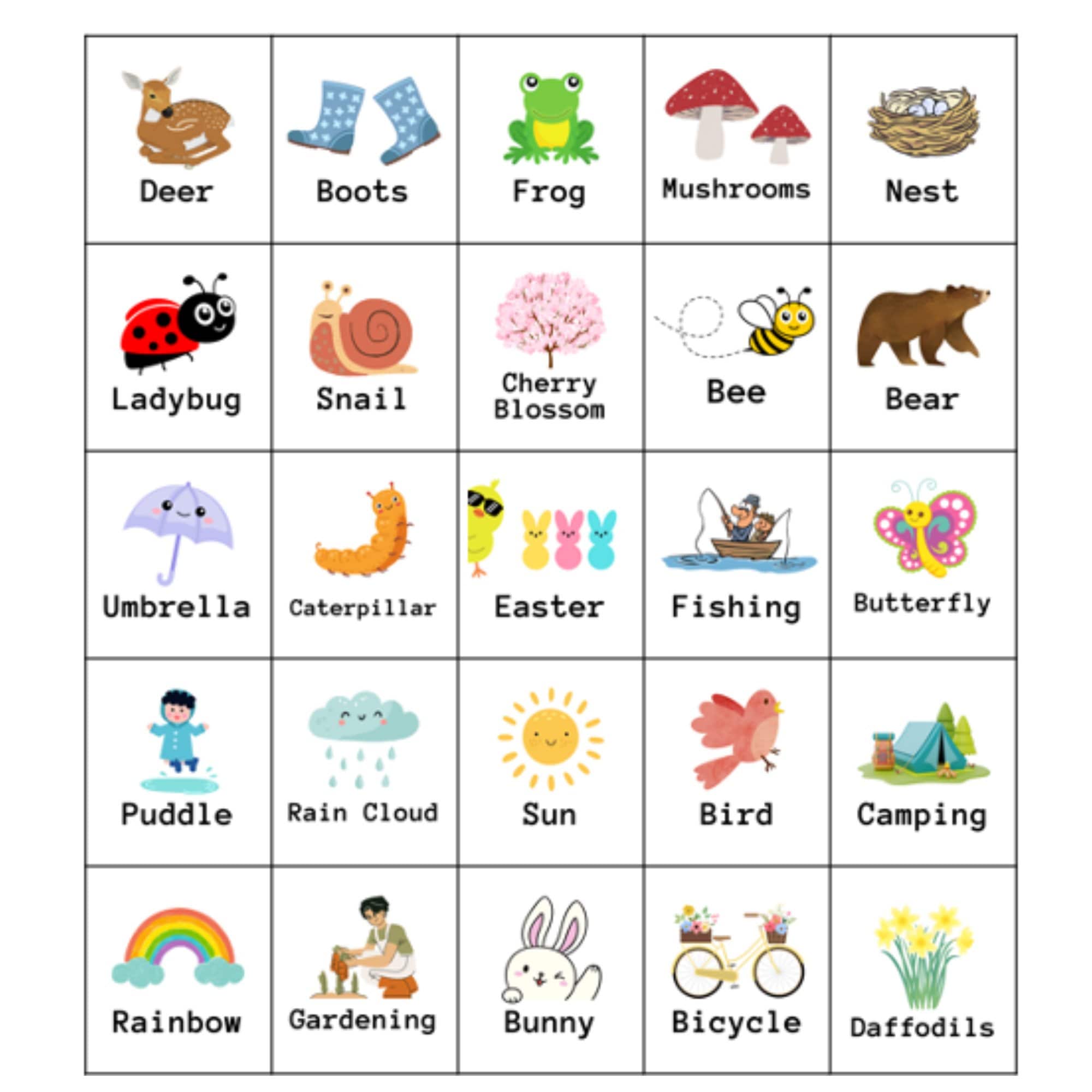 Spring Bingo Cards | 30 Bingo Cards 5x5 | 25 Call Out Cards | - Etsy