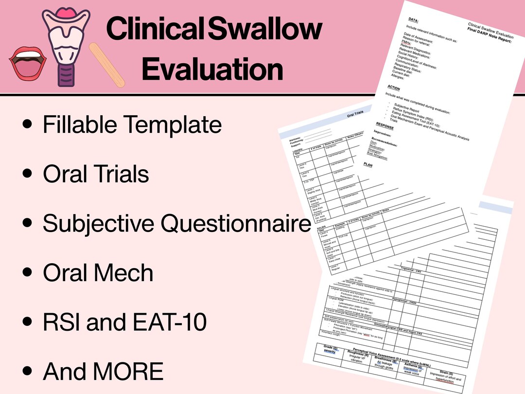 Clinical Swallow Evaluation Report Template - Etsy