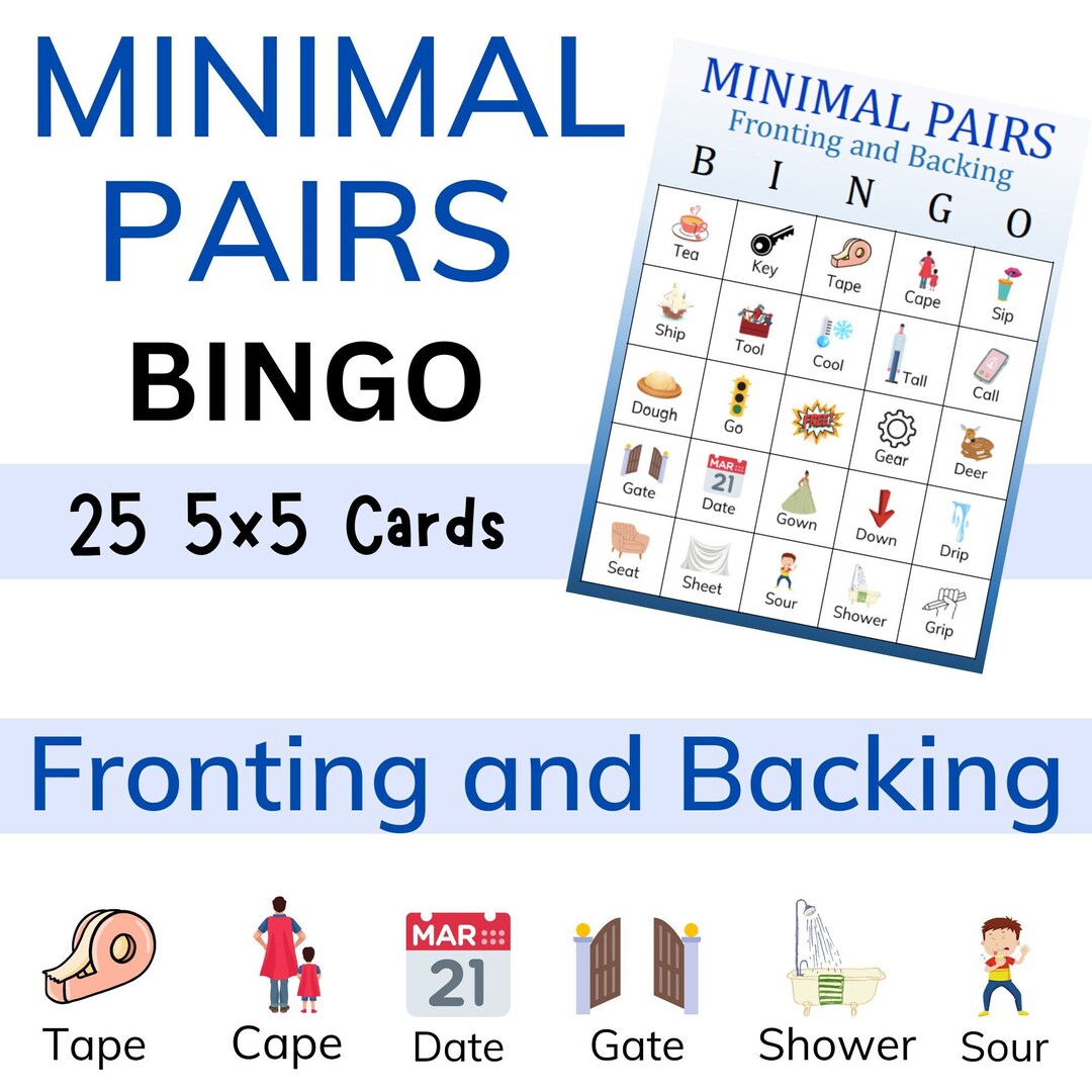 Minimal Pairs BINGO | Fronting and Backing | 25 Cards | Speech Language ...