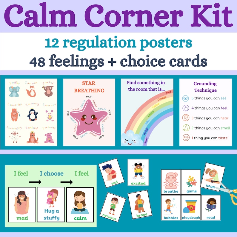 Calm Down Corner | Regulation Station | Feelings Cards | Choice Board ...