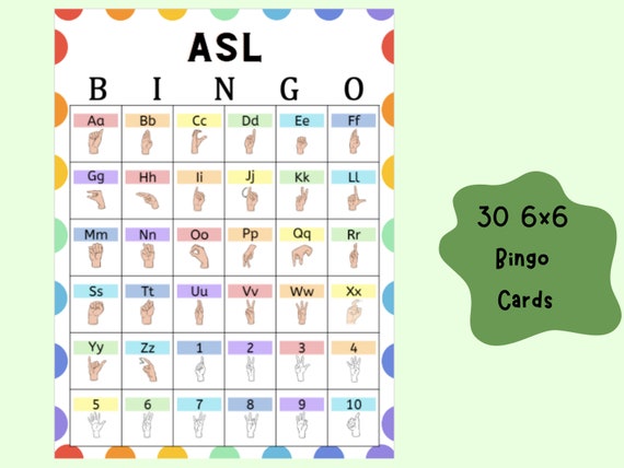 Asl Bingo Cards Action Bingo Game — SLP