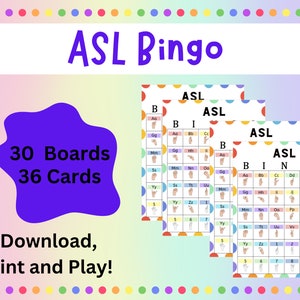 ASL BINGO Game | Alphabet & Number | American Sign Language Activity - Etsy
