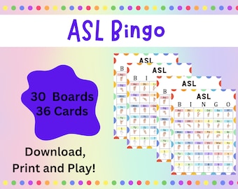 ASL Bingo, American Sign Language Printable Bingo Game, Fingerspelling ...