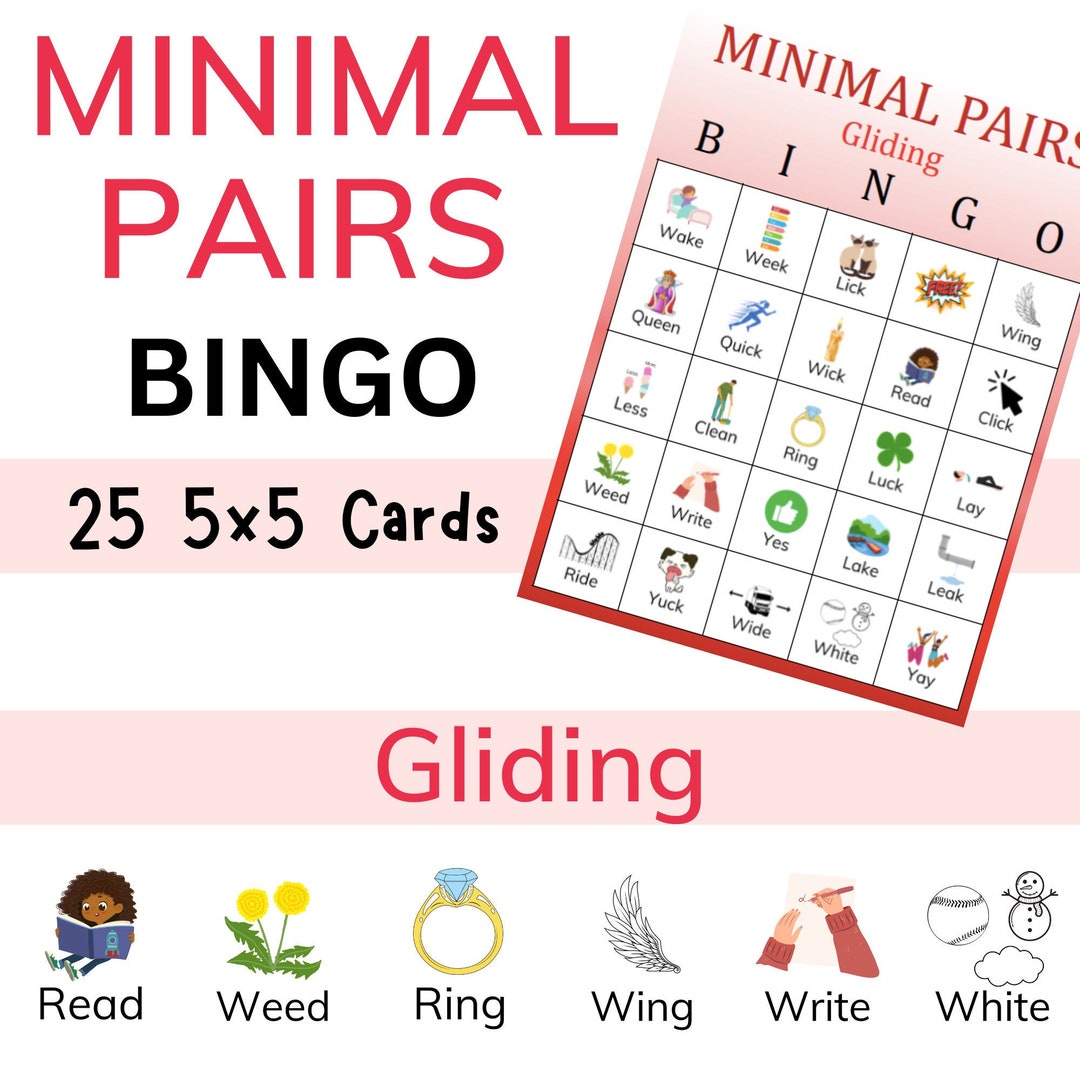Minimal Pairs BINGO | Gliding | 25 Cards | Speech Language - Etsy