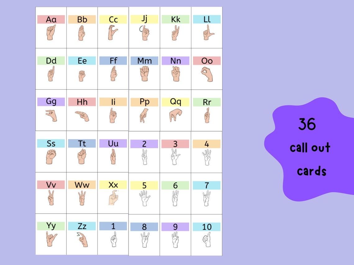ASL BINGO Game | Alphabet & Number | American Sign Language Activity - Etsy