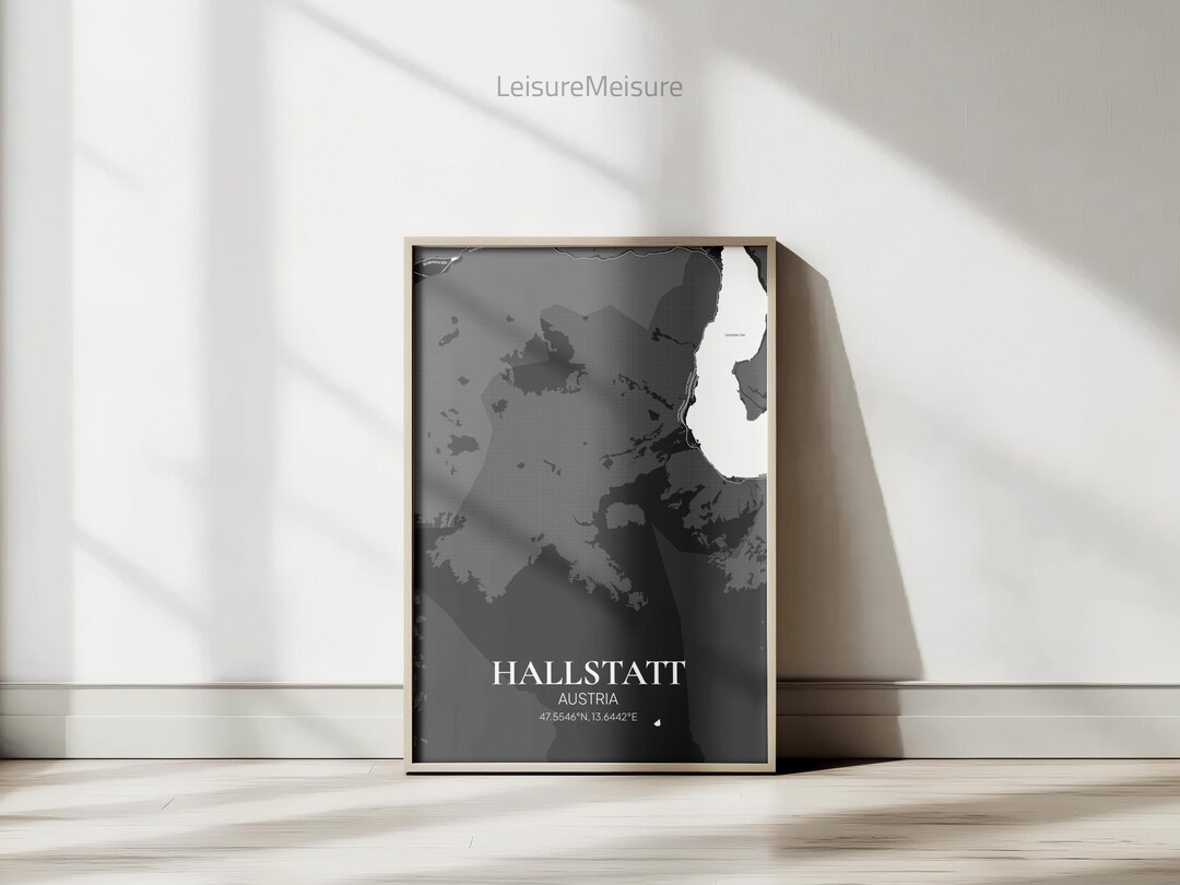 Austria Hallstatt Map Wall Art | Printable Wall Art | Hallstatt Poster ...