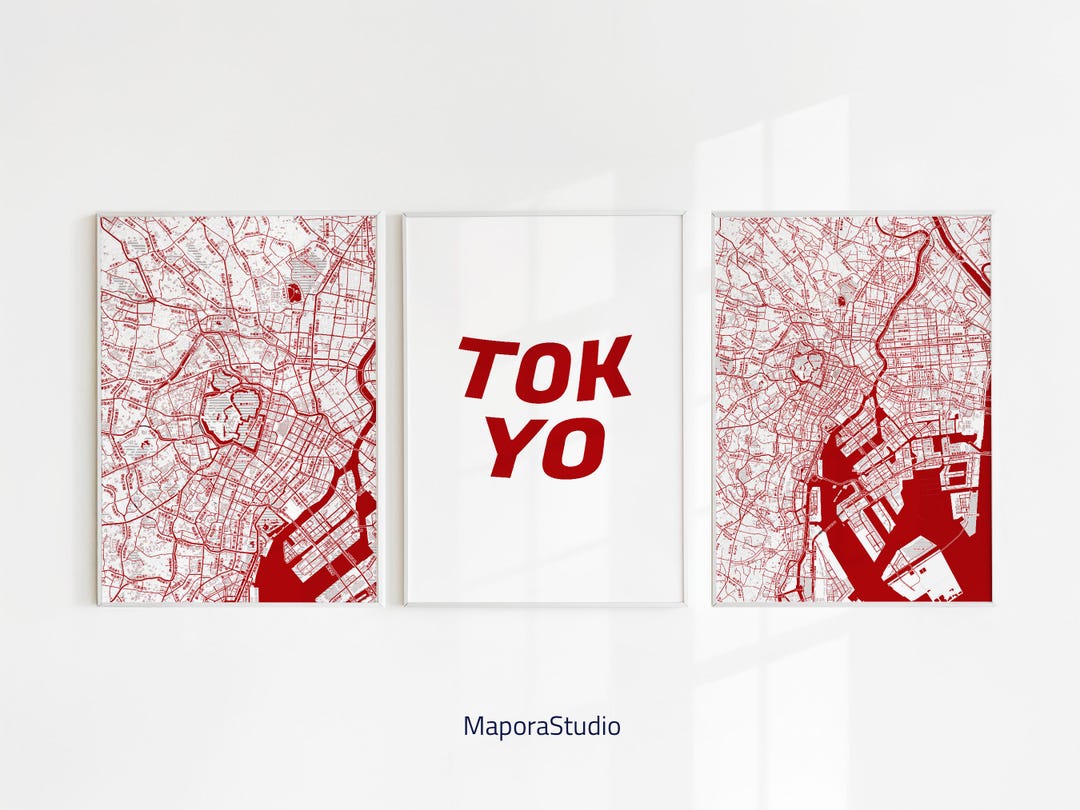Set of 3 Tokyo City Map | Trendy Printable Wall Art | Japan Tokyo ...