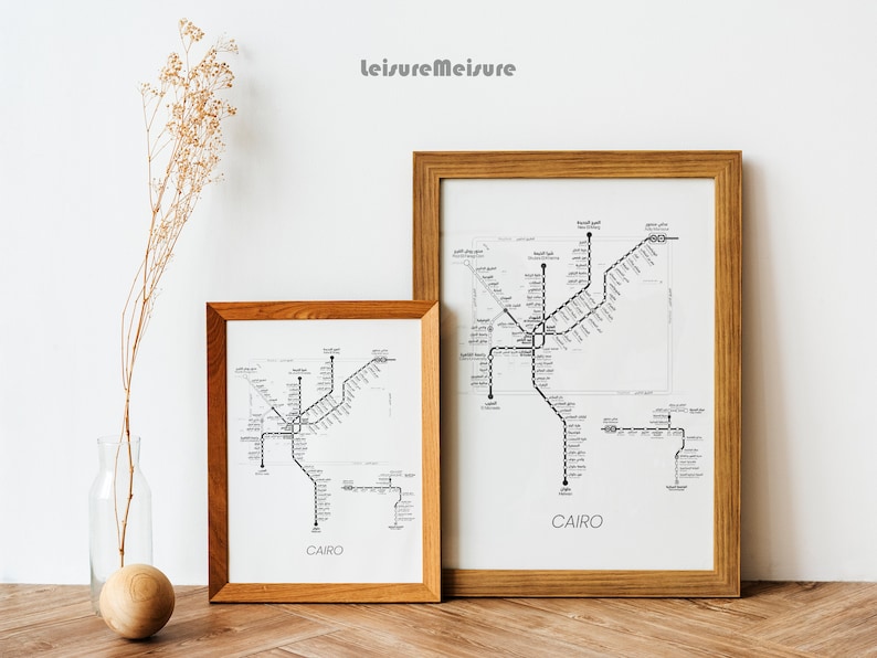 Cairo Metro Map | Digital Printable Wall Art | Print Download Subway ...