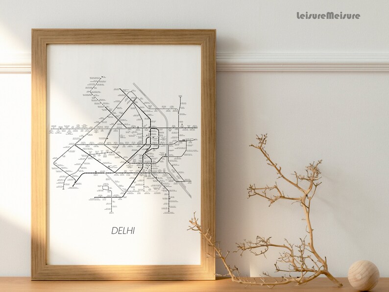 Delhi Metro Map Poster | Digital Printable Wall Art | Print Download ...