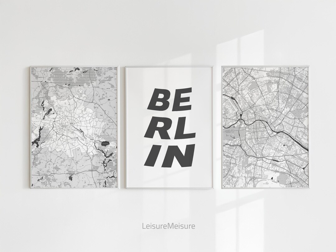 Set of 3 Berlin City Map | Trendy Printable Wall Art | Germany Berlin ...