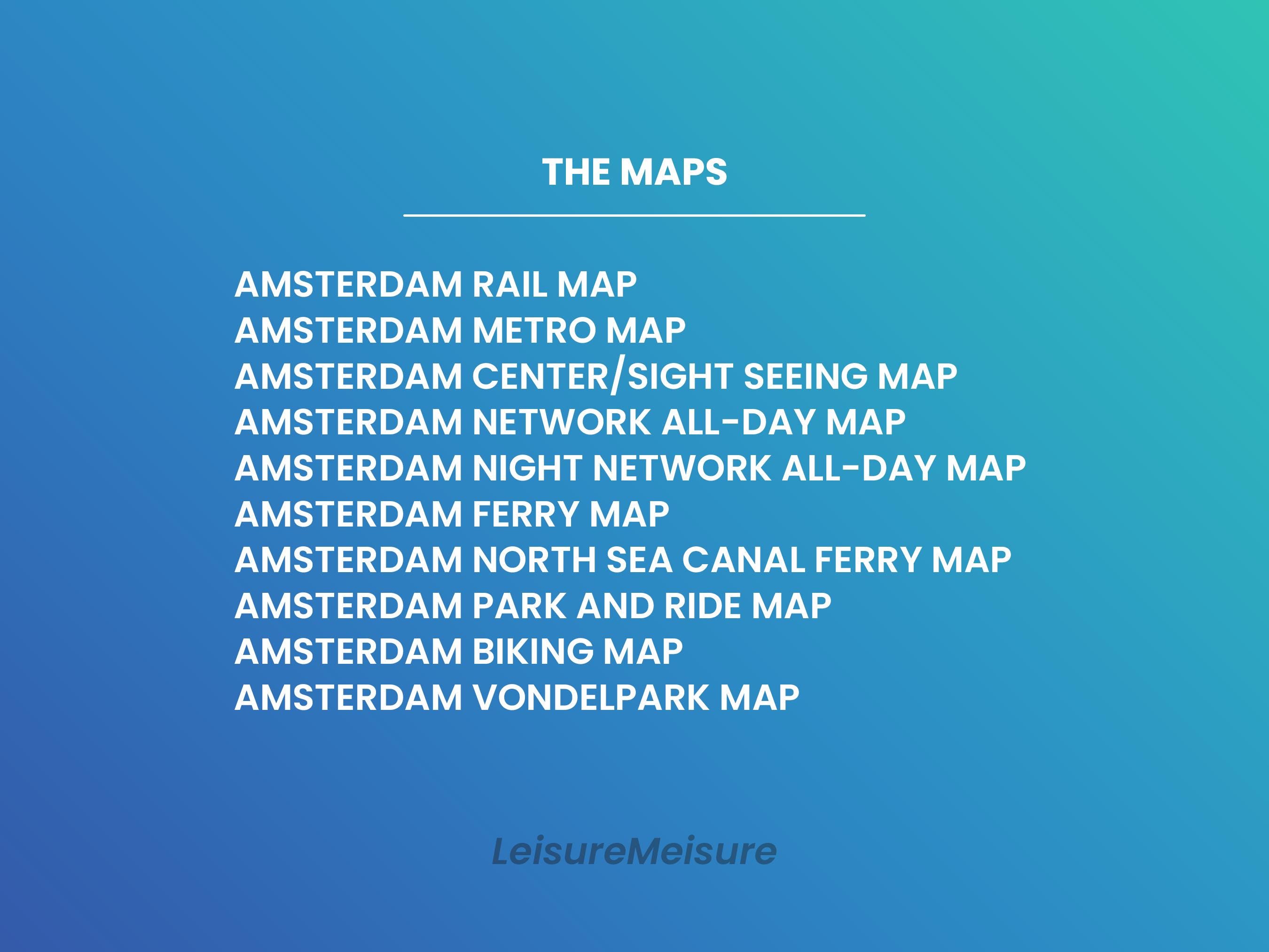 10 Amsterdam Maps Bundle: Metro and Rail Guides Amsterdam Sightseeing ...