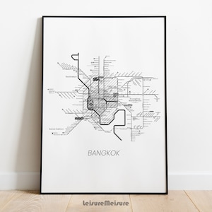 Bangkok Metro Map Poster | Digital Printable Wall Art | Print Download ...