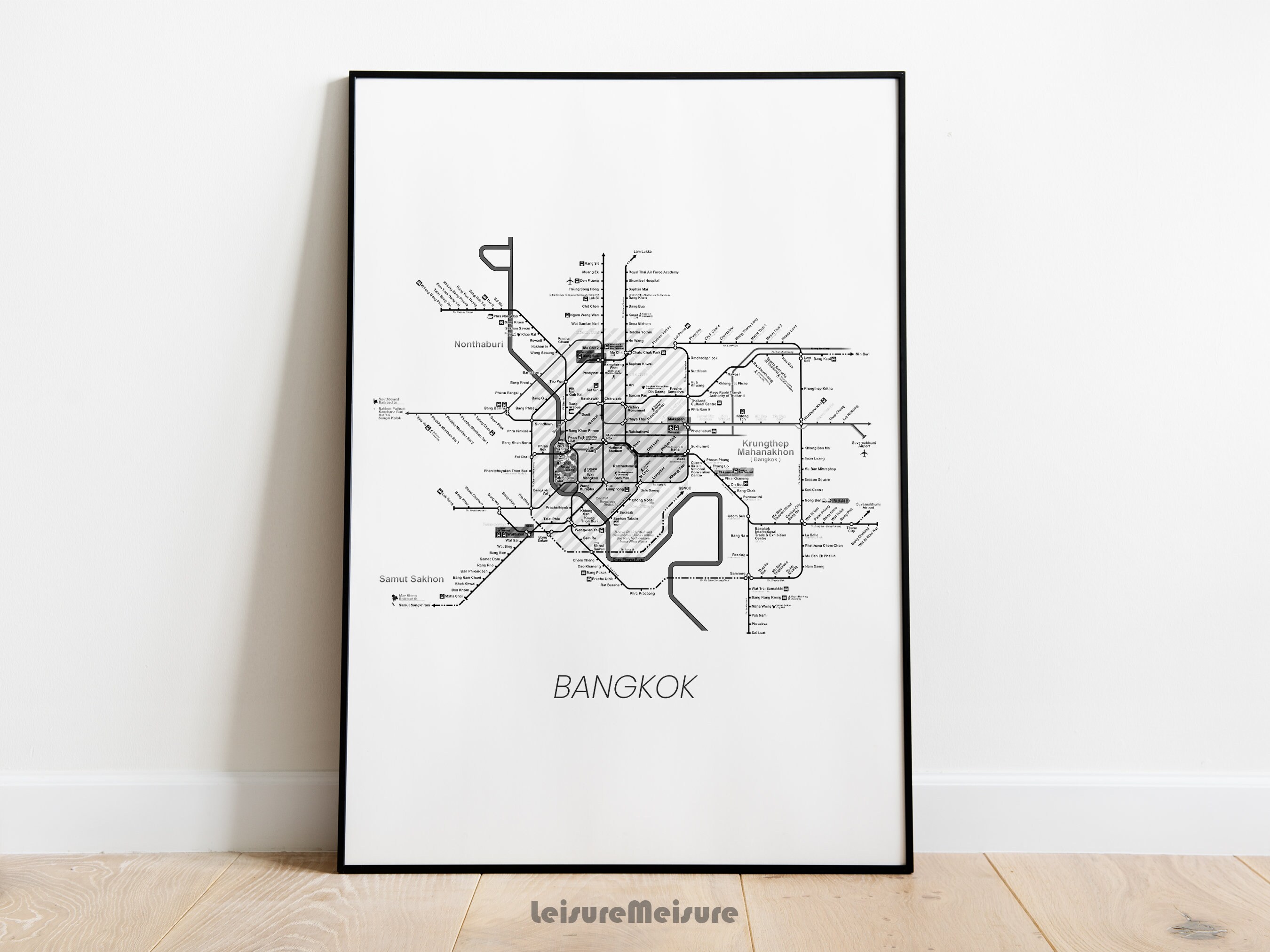 Bangkok Metro Map Poster | Digital Printable Wall Art | Print Download ...