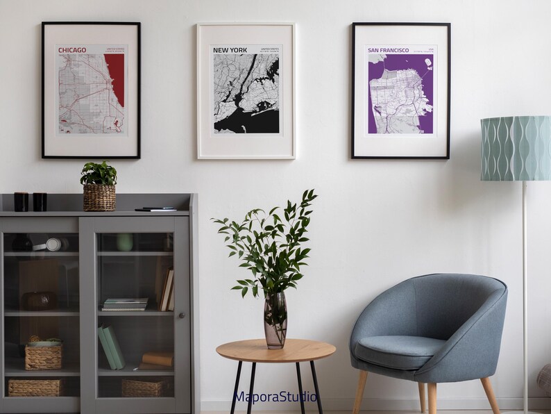100 City Map Posters Bundle | Modern Minimal Wall Art Design ...