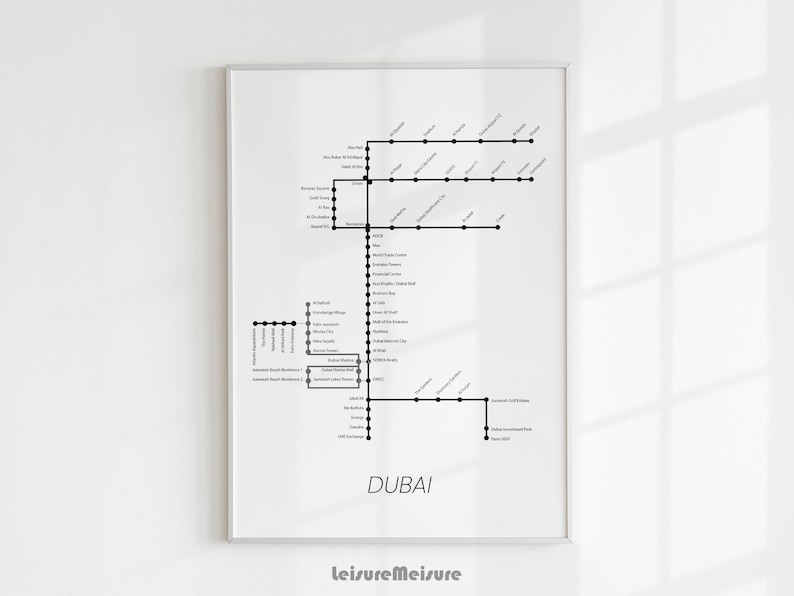Dubai Metro Map Poster | Digital Printable Wall Art | Print Download ...