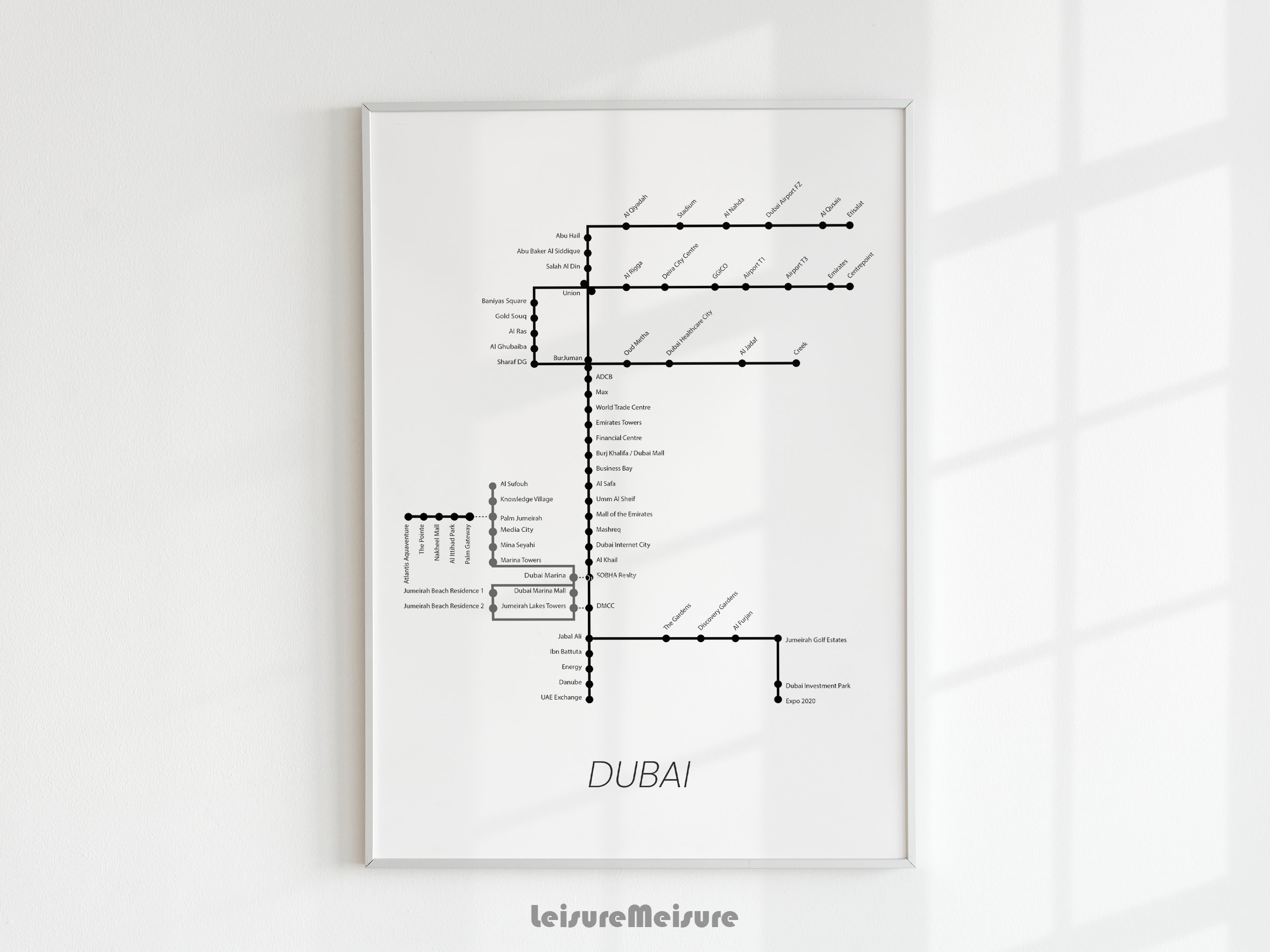 Dubai Metro Map Poster | Digital Printable Wall Art | Print Download ...