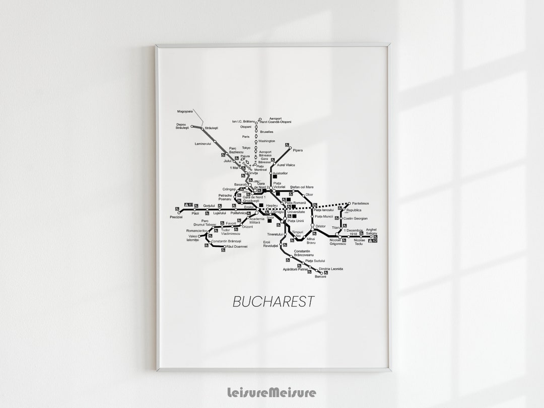 Bucharest Subway Map Poster | Digital Printable Wall Art | Print ...