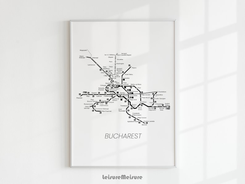 Bucharest Subway Map Poster | Digital Printable Wall Art | Print ...