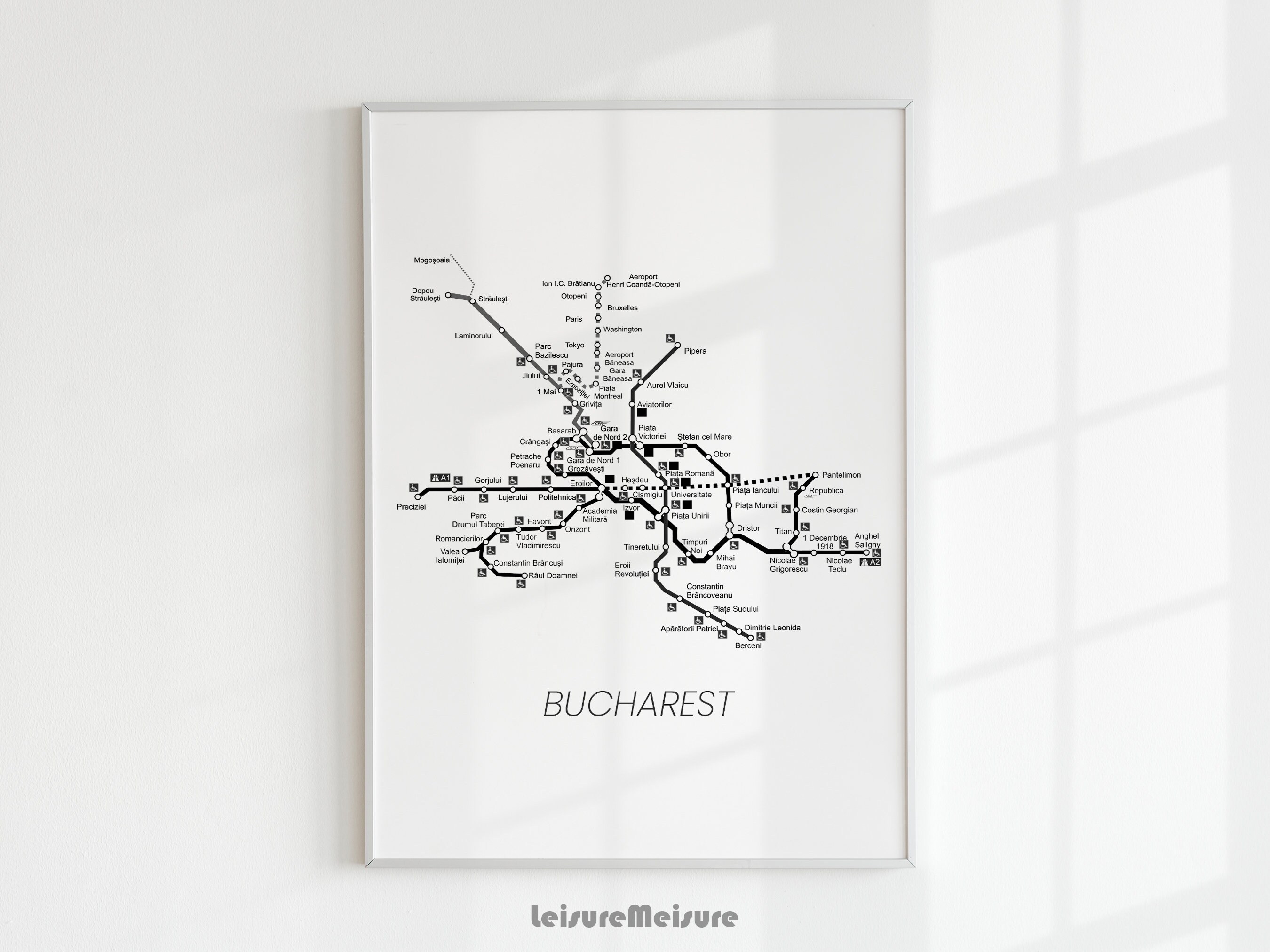 Bucharest Subway Map Poster | Digital Printable Wall Art | Print ...
