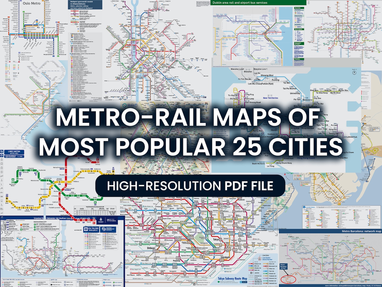 High-resolution Metro Maps for 25 Iconic Cities Subway and Rails Maps ...