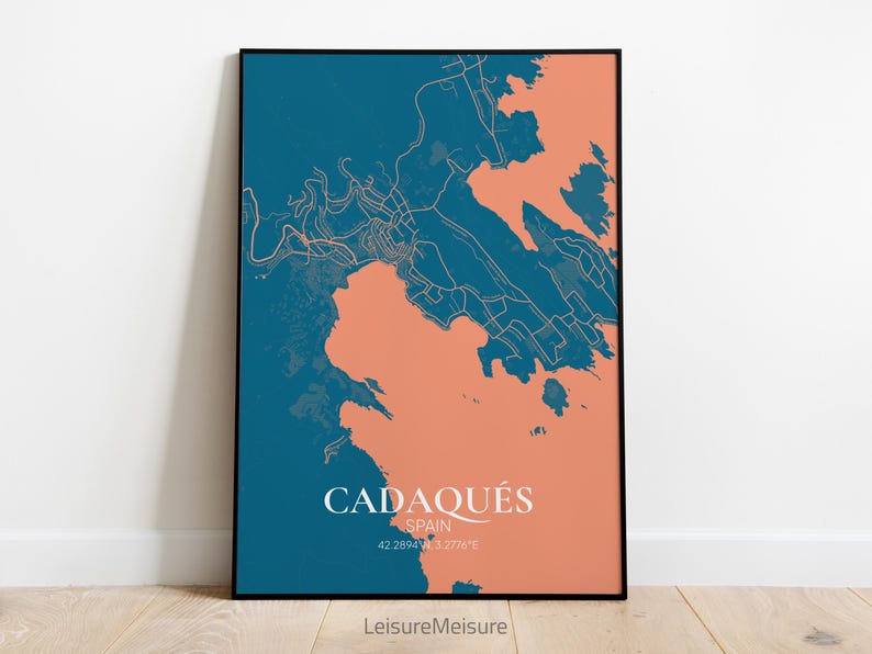 Spain Cadaques Map Wall Art | Printable Wall Art | Cadaques Poster ...