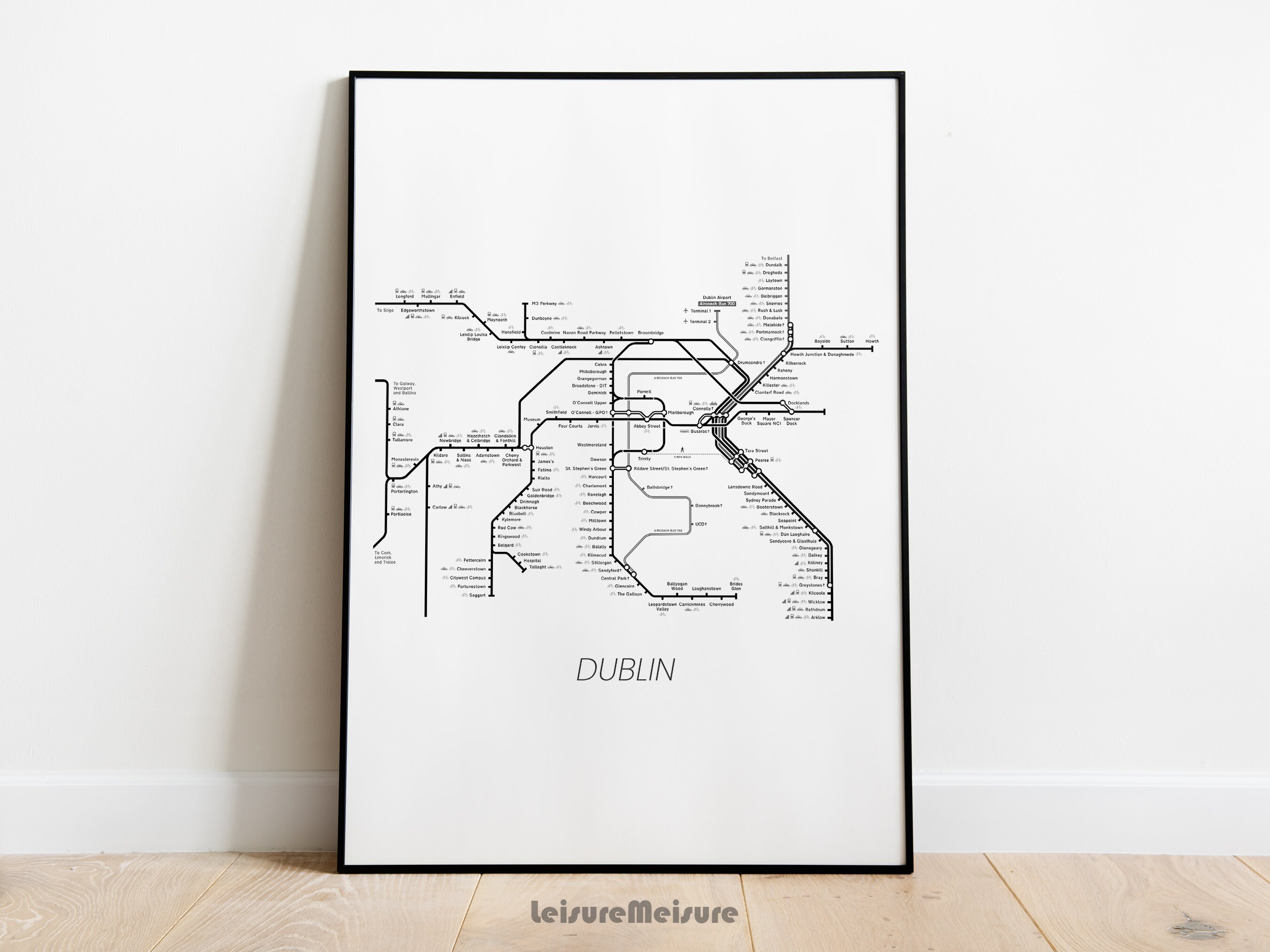 Dublin Metro Map Poster | Digital Printable Wall Art | Print Download ...