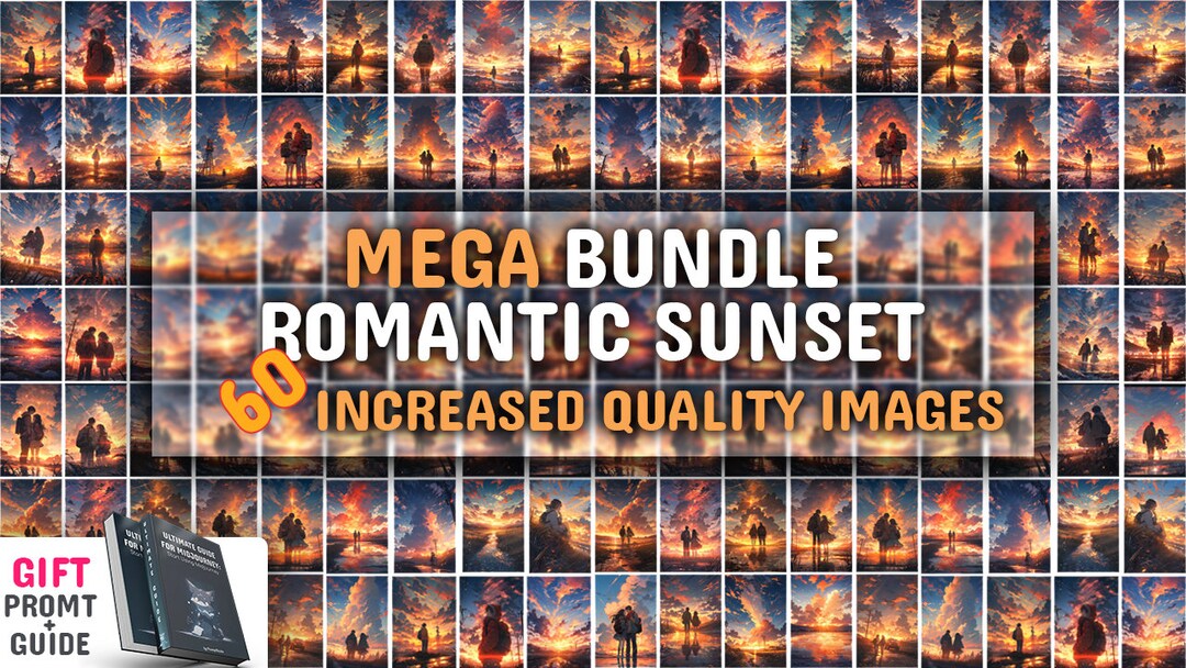 60 Romantic Sunset in Anime Images Bundle PROMT Mega Set - Etsy
