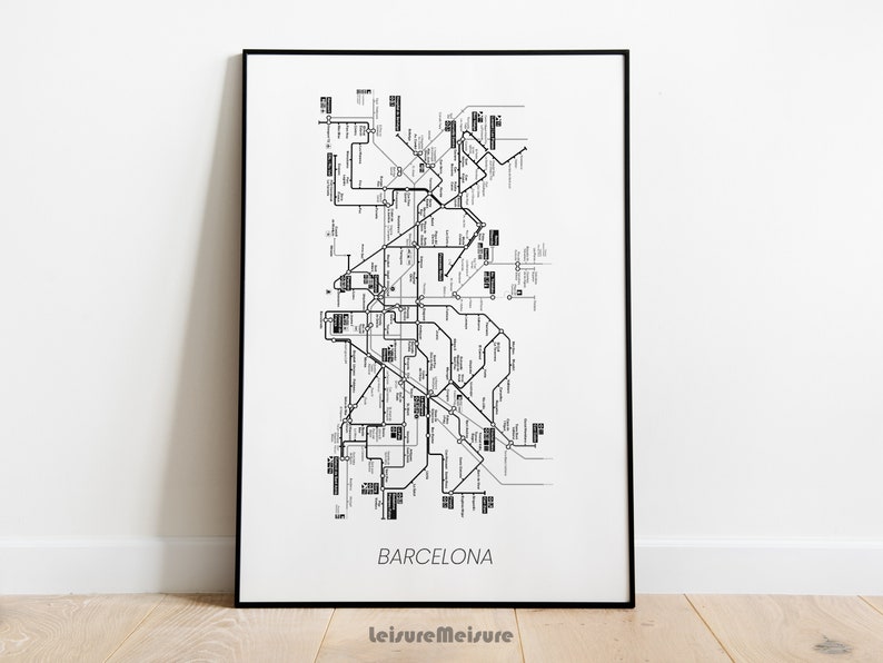 Barcelona Metro Map | Digital Printable Wall Art | Print Download City ...