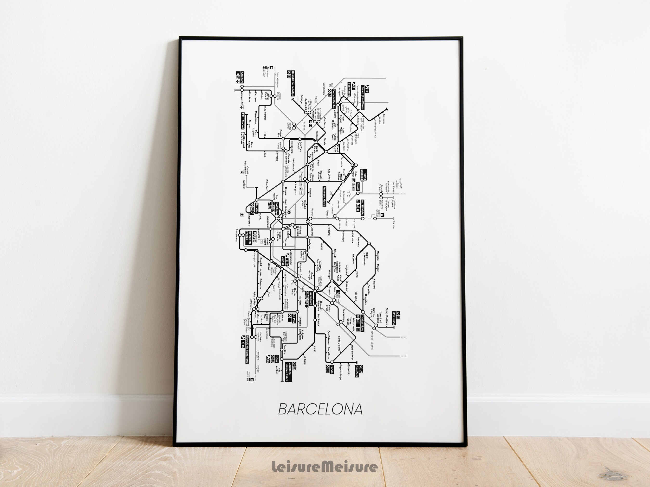 Barcelona Metro Map | Digital Printable Wall Art | Print Download City ...