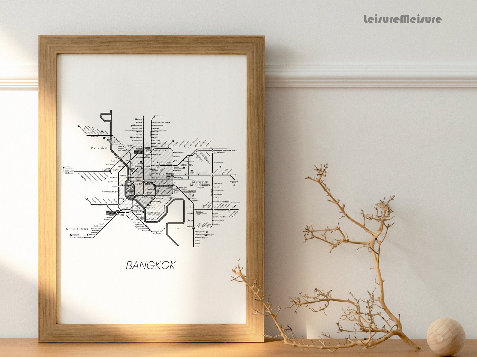 Bangkok Metro Map Poster | Digital Printable Wall Art | Print Download ...